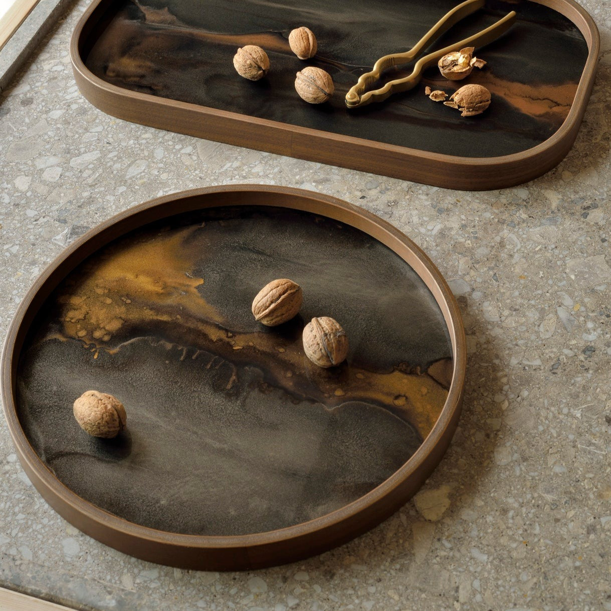 Round Glass Organic Valet Tray, Bronze – Be Home