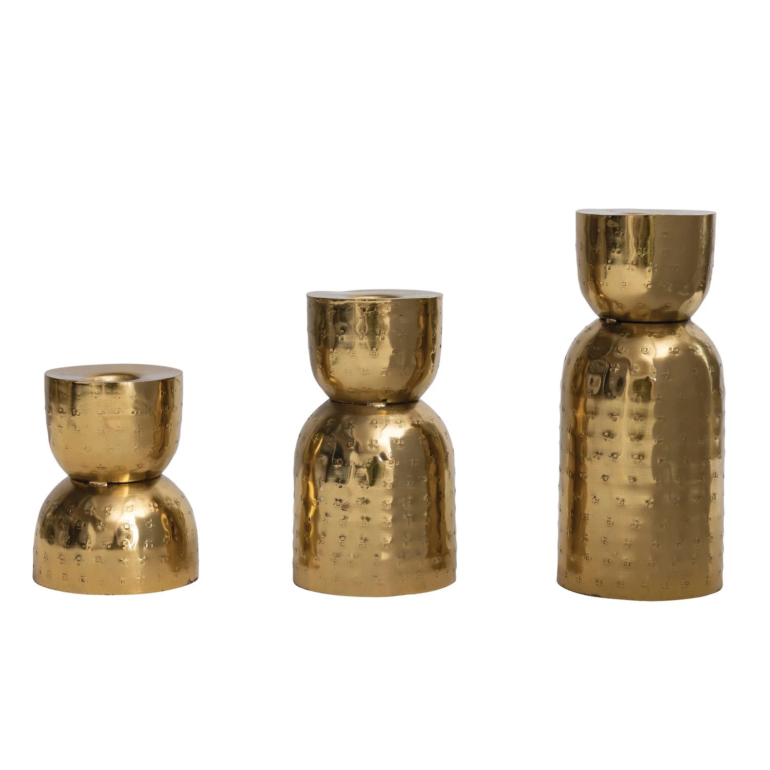Hammered Metal Taper Holders, Set of 3 – Be Home