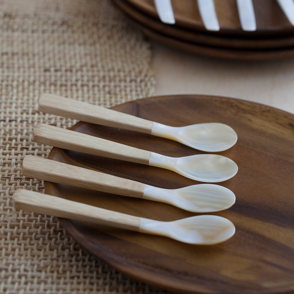 Medium Shell & Bamboo Spoons, Set of 4 – Be Home